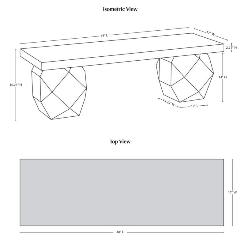 Polyhedron Bench | Geometric Base Garden Bench